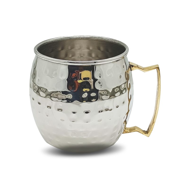 Stainless Steel Drinking Mug With Brass Handle - The Unique Mugs